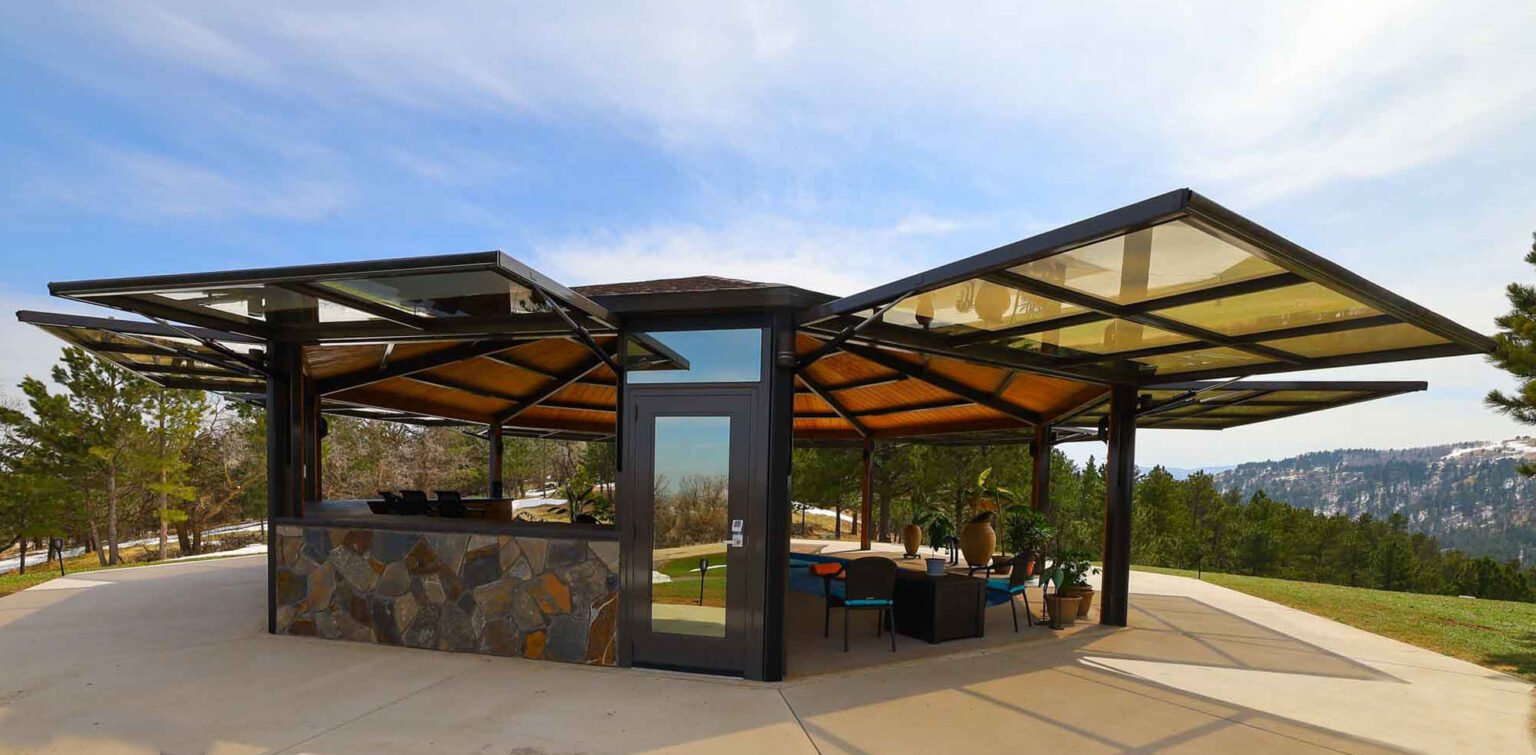 Octagon Pool Pavilion, 8 Glass Walls - HydAway Walls